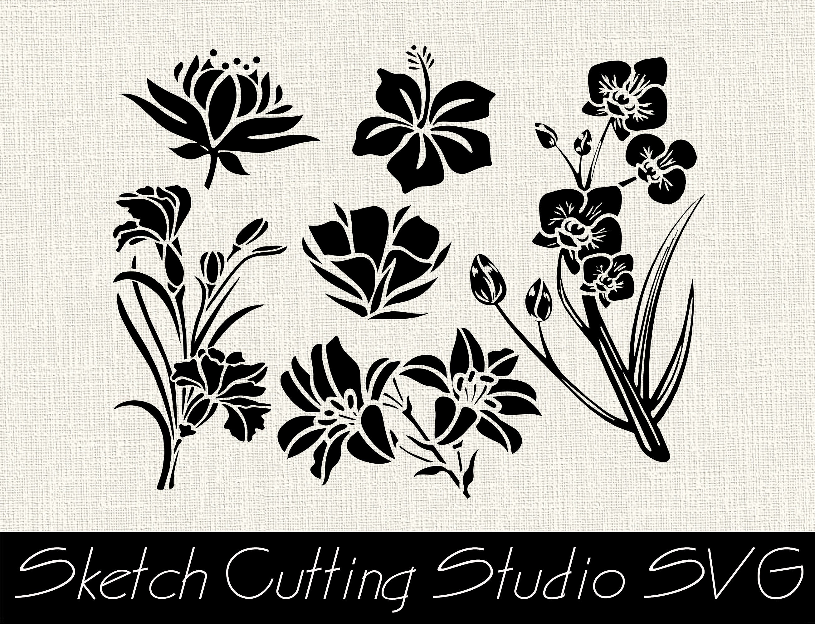 Flores SVG Flor SVG Silueta de flores SVG Cut Files Flowers Bundle svg ...