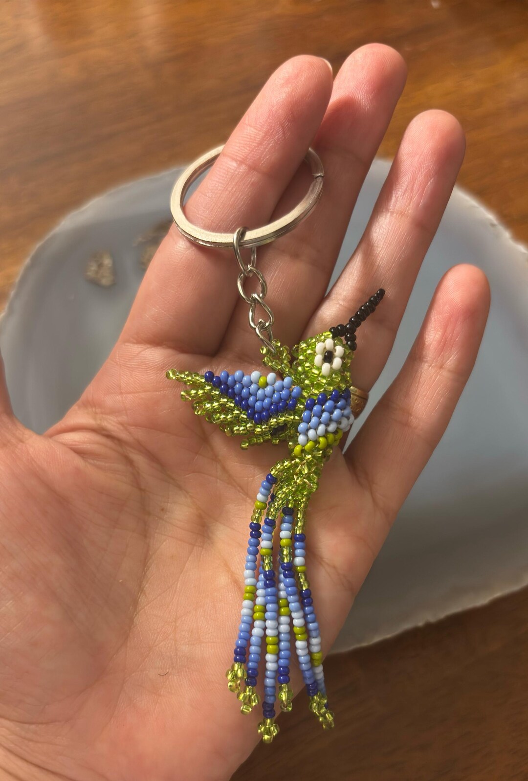 Beaded Mini Hummingbird Keychain, Small Hummingbird Keychain, Llavero ...