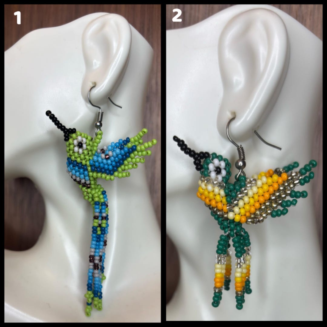 Beaded Hummingbird Earrings, Beaded Earrings, Beaded Earrings, Aretes ...