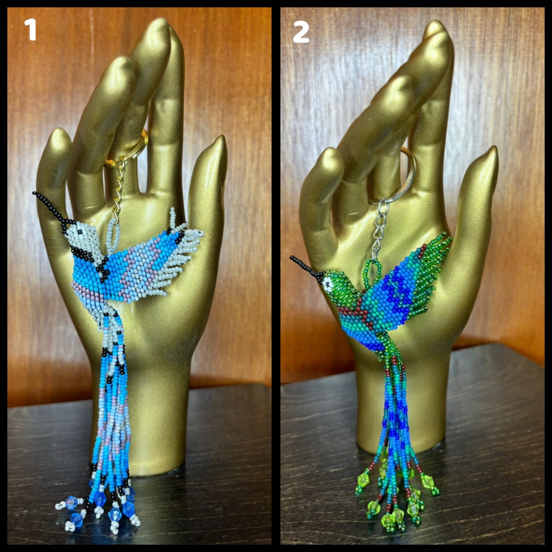 Beaded Hummingbird Keychain, Beaded Keychain, Llavero Colibri, Llavero ...