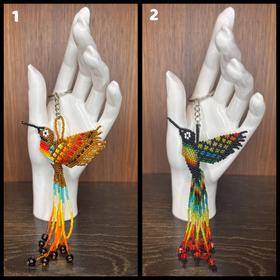 Beaded Hummingbird Keychain, Beaded Keychain, Llavero Colibri, Llavero ...