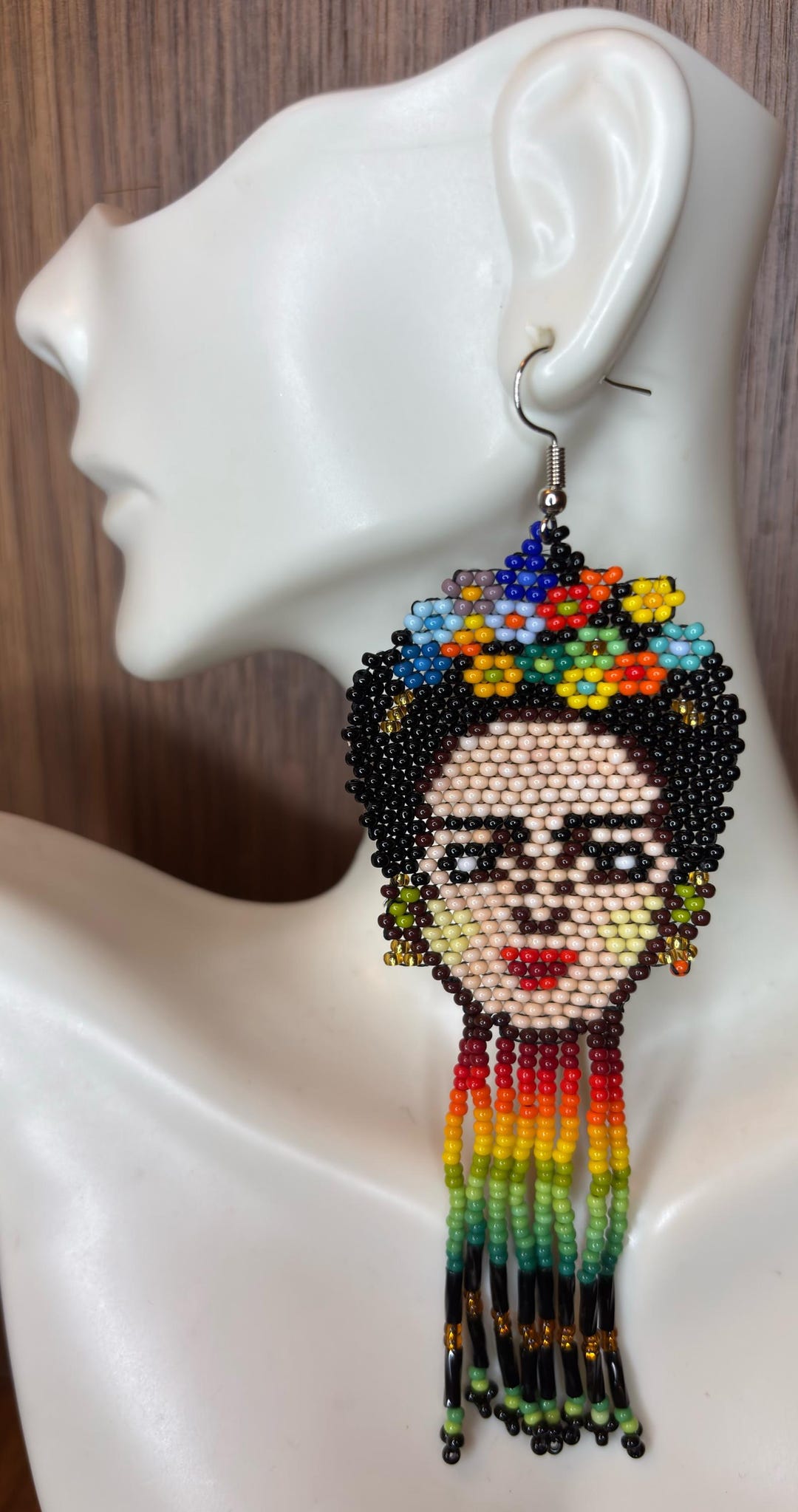 Beaded Frida Earrings, Maxi Portrait Earrings - Etsy
