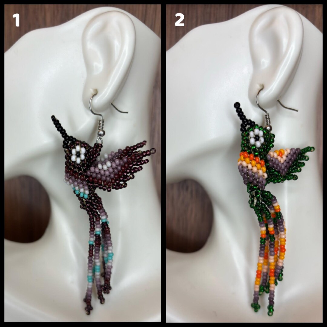 Beaded Hummingbird Earrings, Beaded Earrings, Beaded Earrings, Aretes ...