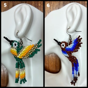 Beaded Hummingbird Earrings, Beaded Earrings, Beaded Earrings, Aretes ...