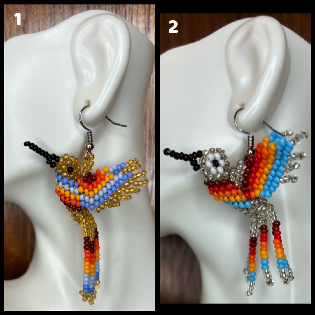 Beaded Hummingbird Earrings, Beaded Earrings, Beaded Earrings, Aretes ...