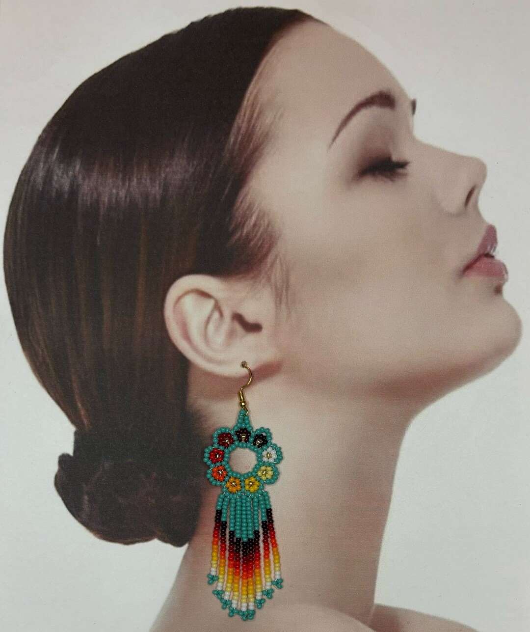 Beaded Cascade Crown Earrings, Cascade Earrings, Crown Beaded Earrings ...