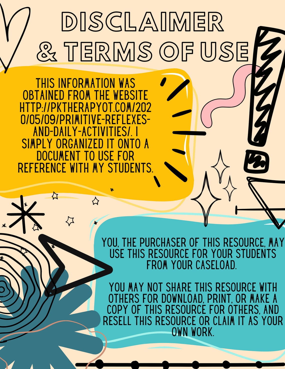 Visual Handout for Practioners Utilizing Primitive Reflexes in - Etsy