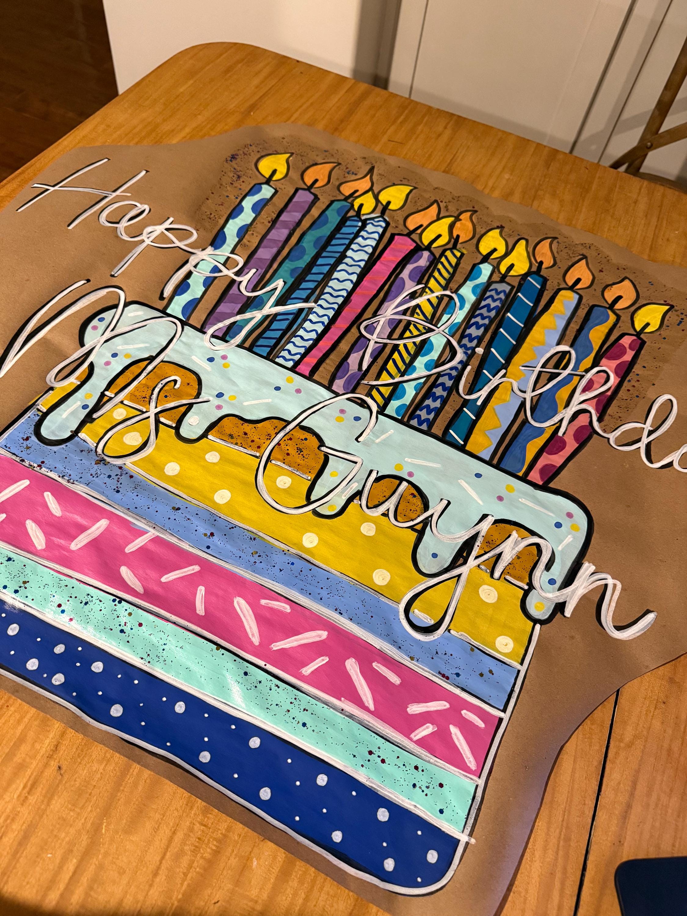 Custom Hand-painted Birthday Banner: Kraft Paper Party Decor - Etsy