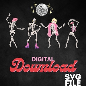 Groovy Disco Skeletons SVG | Retro Party Skeletons | Fun Halloween SVG ...