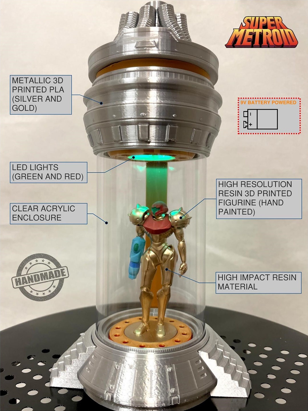 Samus Save Station LED Figurine - 3D Printed Gaming Desk Decor - Fan ...