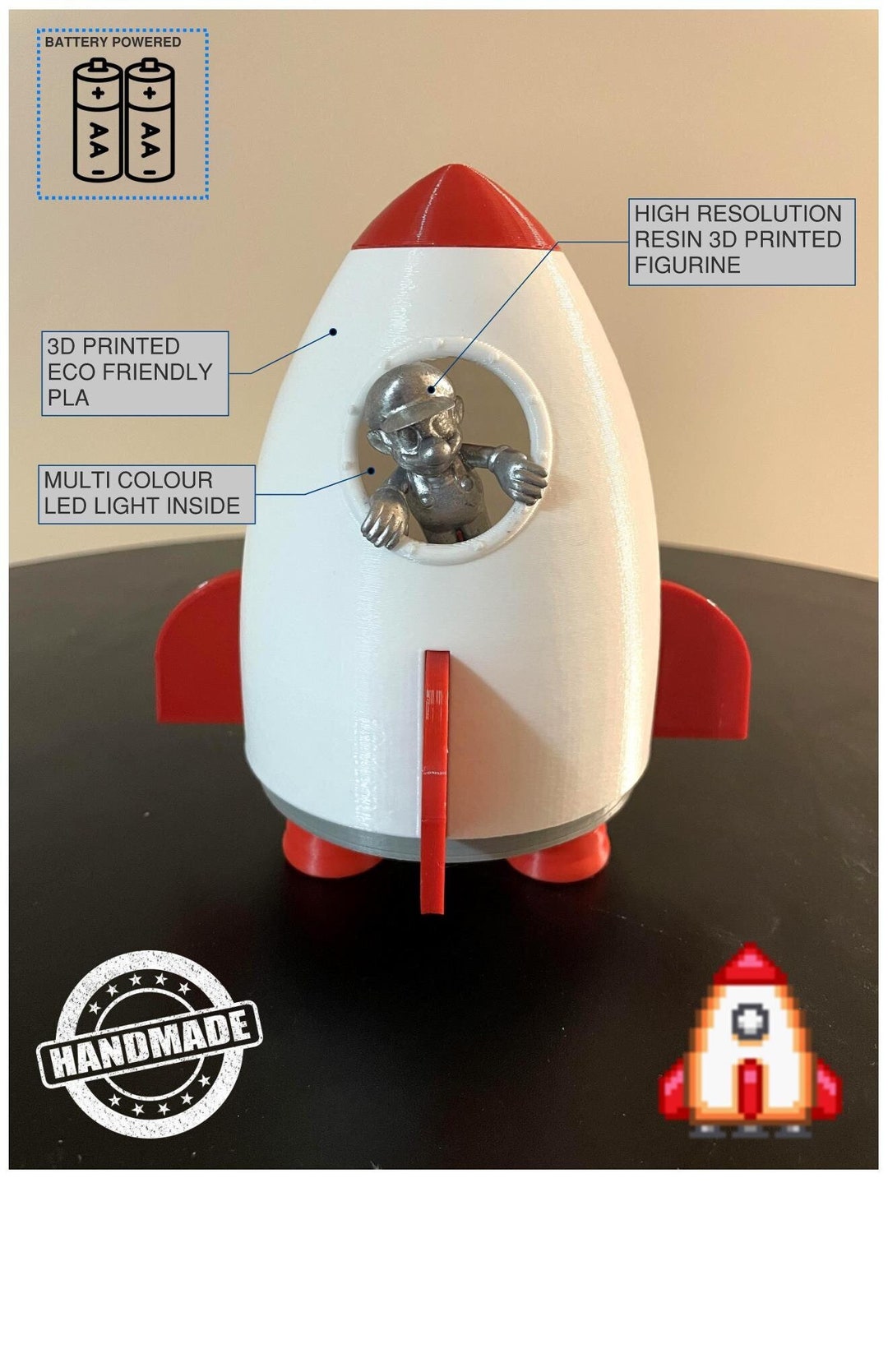 Fan Art 3D Printed Retro Gaming Rocket - Etsy