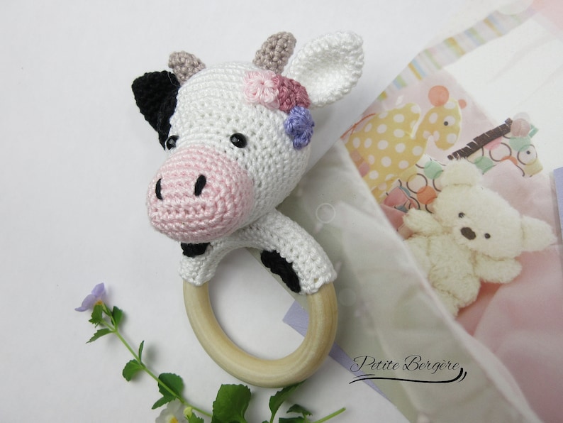 Crochet Cow Rattle Pattern, French/english Pdf Pattern, Cow Amigurumi ...