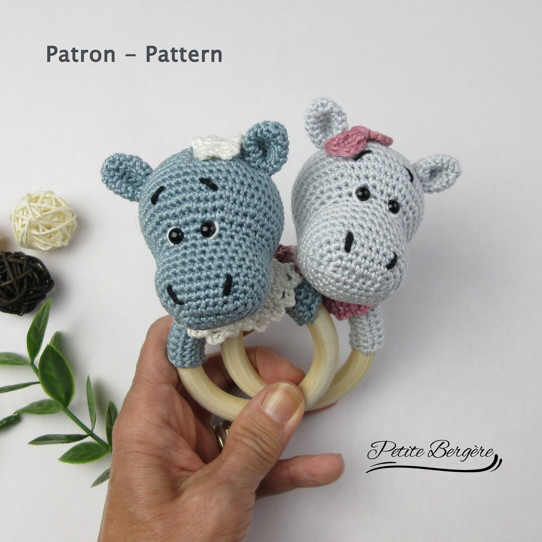 Crochet Hippopotamus Rattle Pattern, French/english PDF, Hippopotamus Amigurumi, Baby Toy, Baby ...