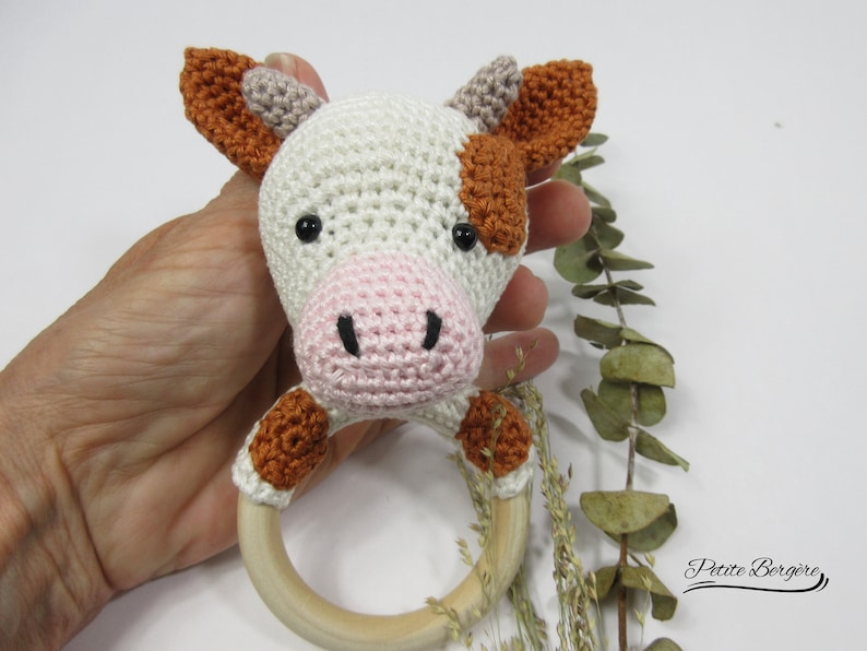 Crochet Cow Rattle Pattern, French/english Pdf Pattern, Cow Amigurumi ...