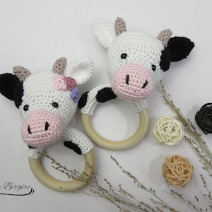 Crochet Cow Rattle Pattern, French/english Pdf Pattern, Cow Amigurumi ...