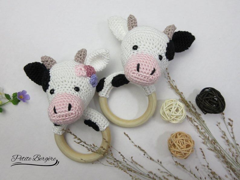 Crochet Cow Rattle Pattern, French/english Pdf Pattern, Cow Amigurumi ...