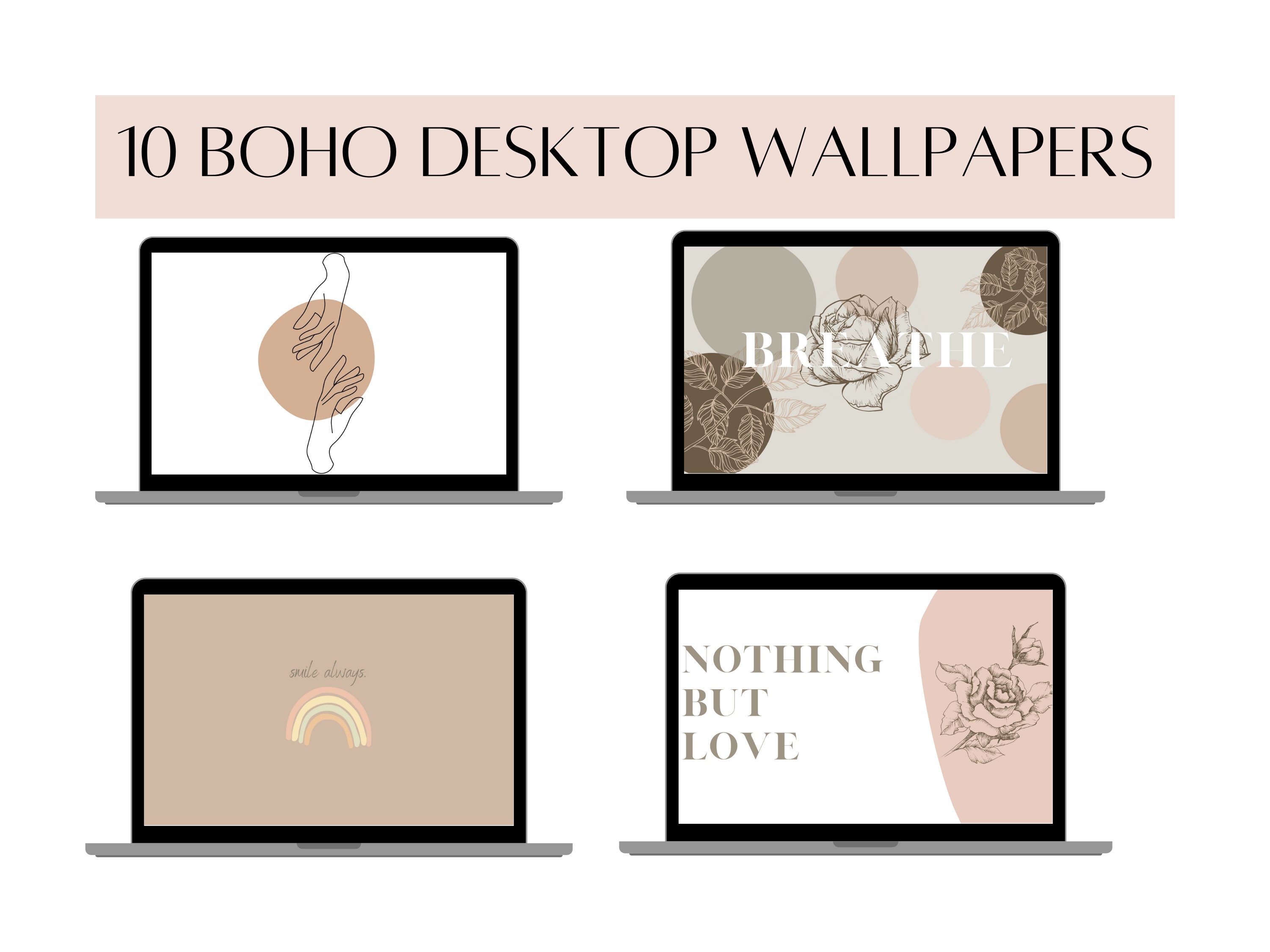 Boho Desktop Wallpaper - Laptop Wallpaper - Neutral Bohemian Background ...