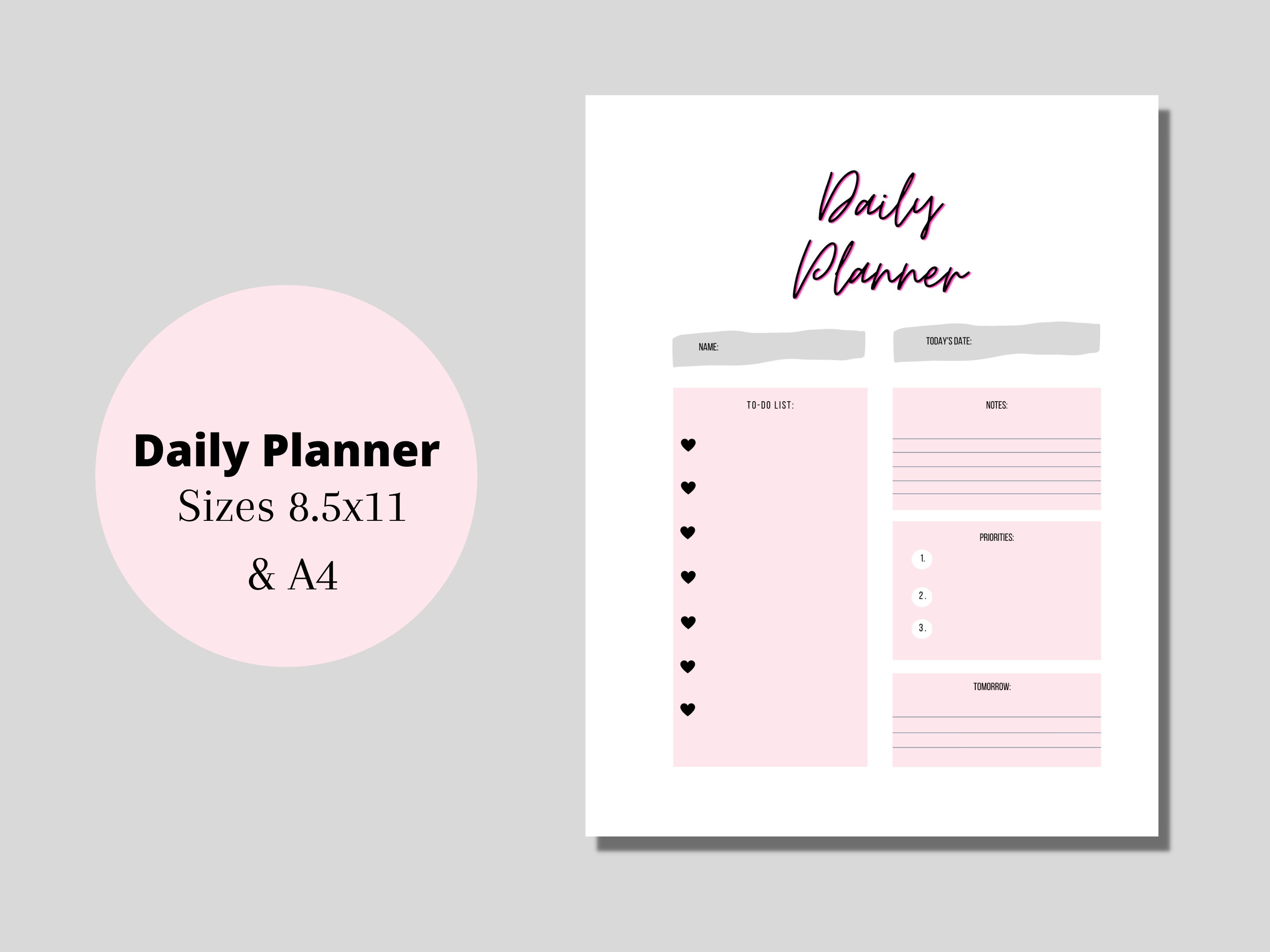 Daily Planner - Printable Daily Planner - Fillable PDF Planner ...