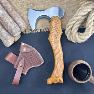 Hand Forged Wolf Headed Axe, Camping Gear, Bushcraft Gear, Camping Axe ...