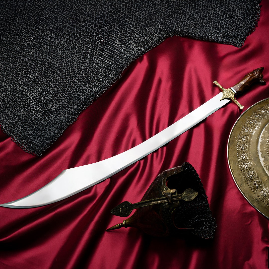 Wolf Head Patterned Balchak Sinbad Sword, Yatagan Sword, Gifts for Him ...