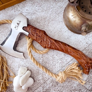 Hand Forged Wolf Headed Axe, Camping Gear, Bushcraft Gear, Camping Axe ...