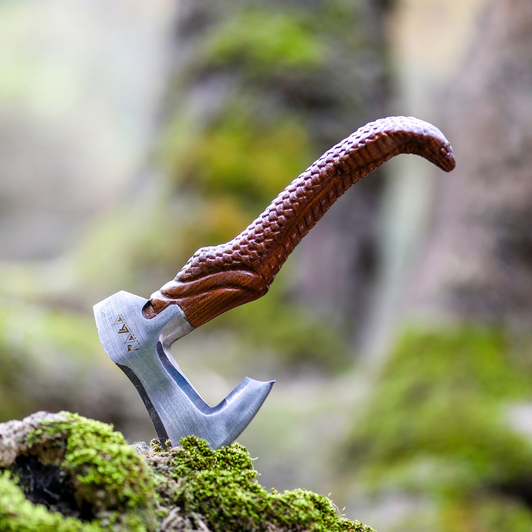 Hand Forged Snake Headed Axe, Camping Gear, Bushcraft Gear, Camping Axe ...