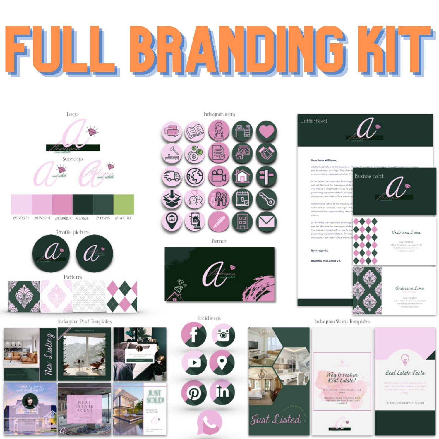 Real Estate Logo Design and Branding Kit | Full Branding Kit | Branding ...
