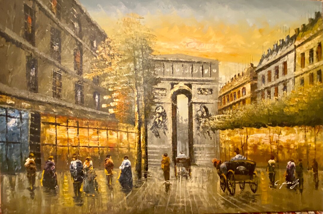 C. Kuij, Champs-Élysées, Oil Paining, 24x36 - Etsy