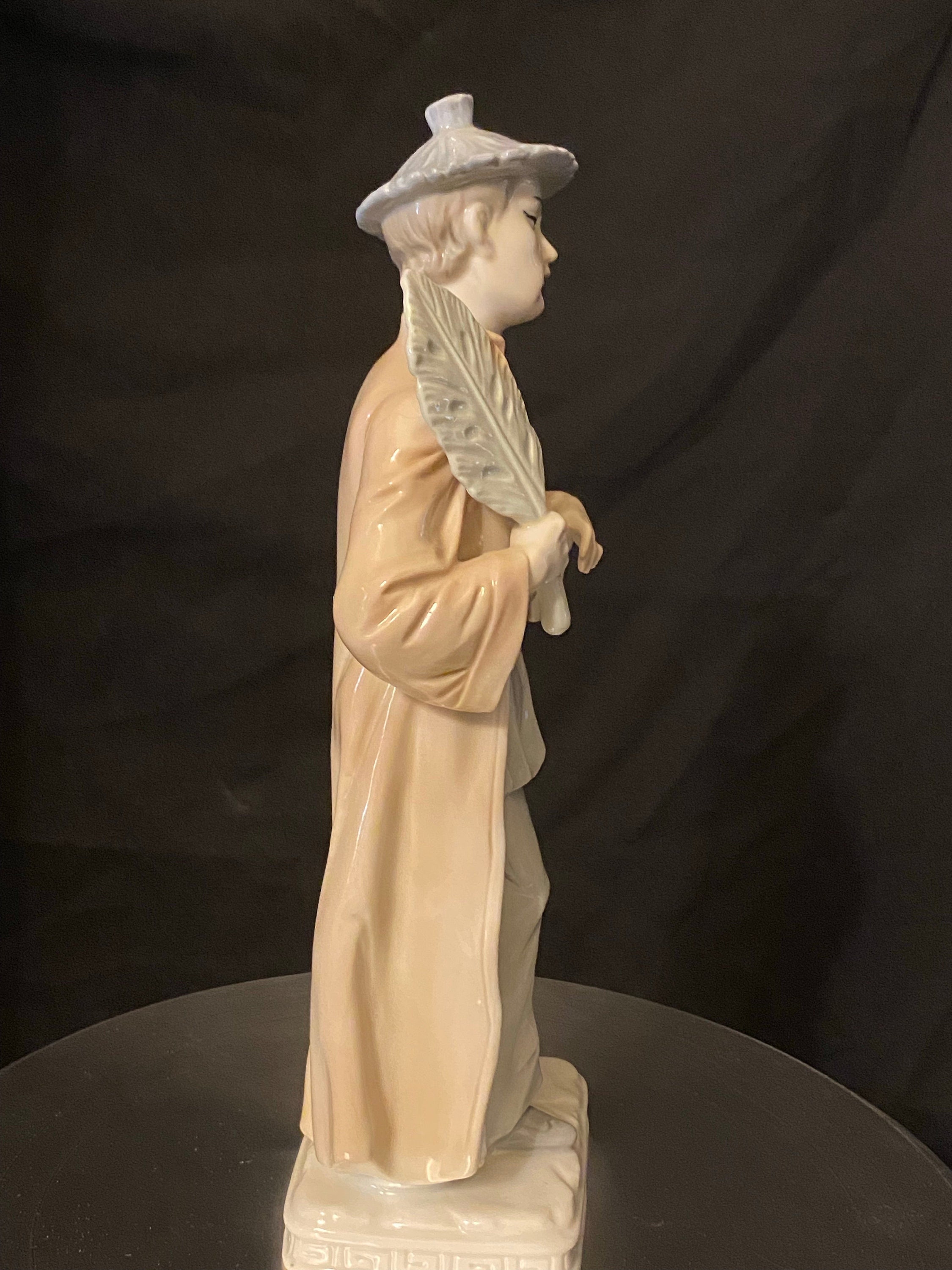 Vintage Japanese Porcelain Figurine Man With Fan 3.5in Wide at - Etsy