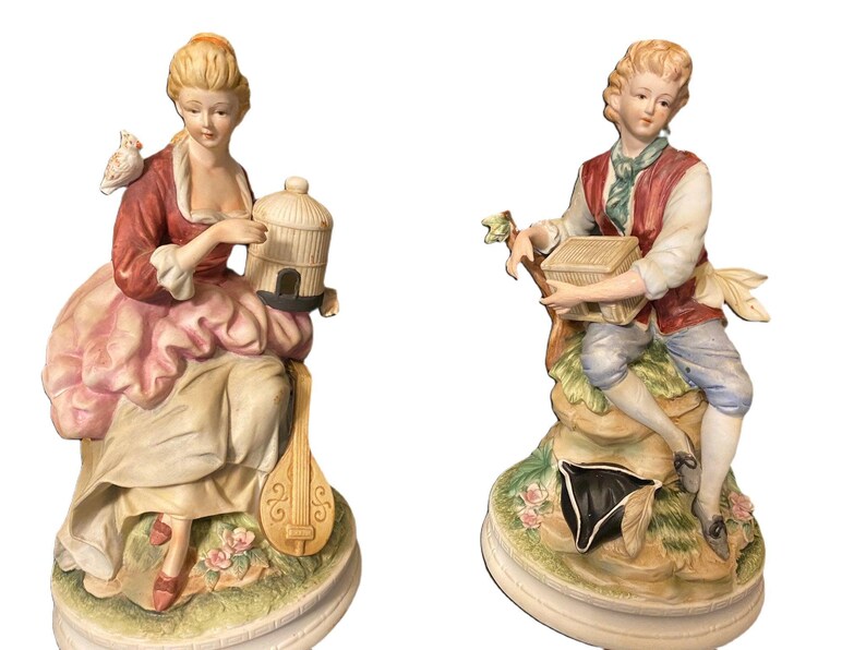Vintage Pair Brisque Porcelain, A Couple Figurines. 10.5” - Etsy