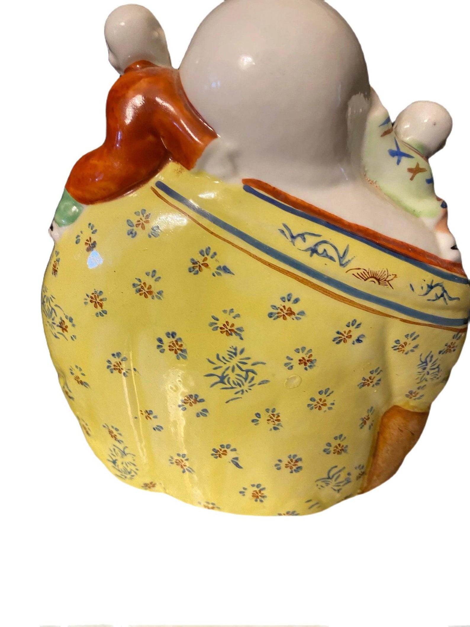 Vintage Chinese Laughing Buddha Fertility Sculpture. Chinese Famille ...