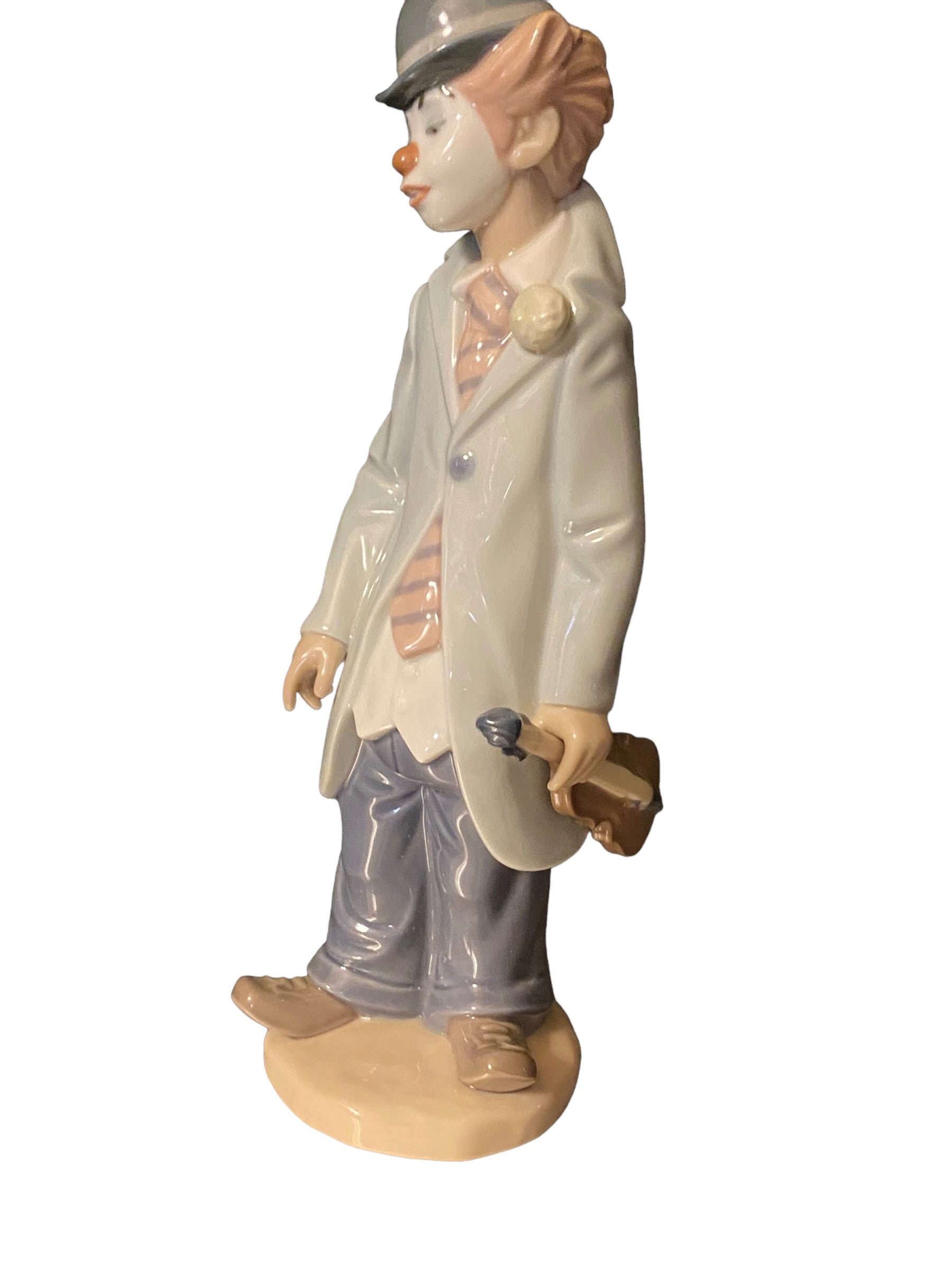 Vintage Lladro Circus Sam Clown Figurine With A Violin. Glossy ...