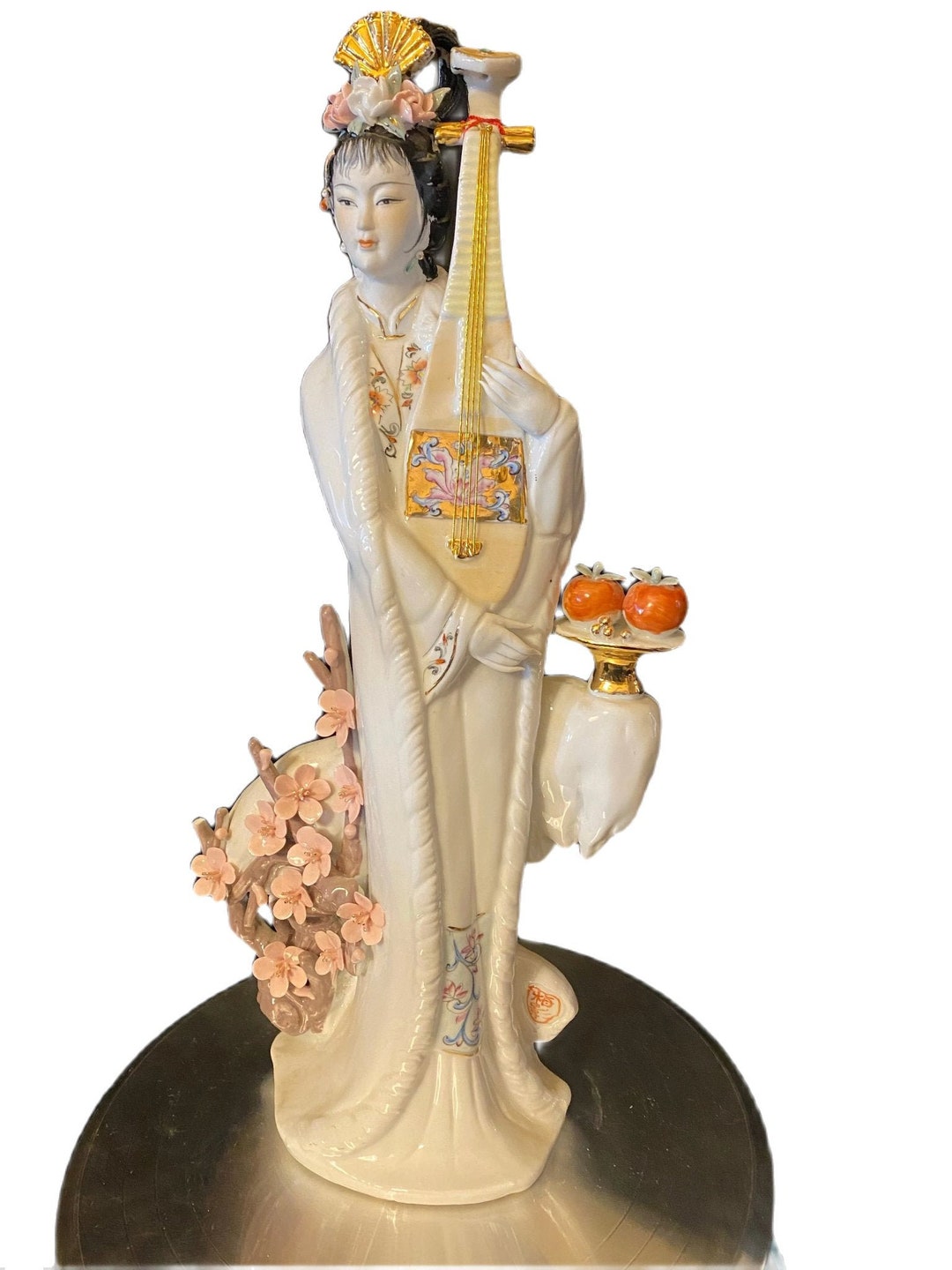A Lady /geisha is Playing Pipa . Vintage Handcrafted, Hand Painted ...