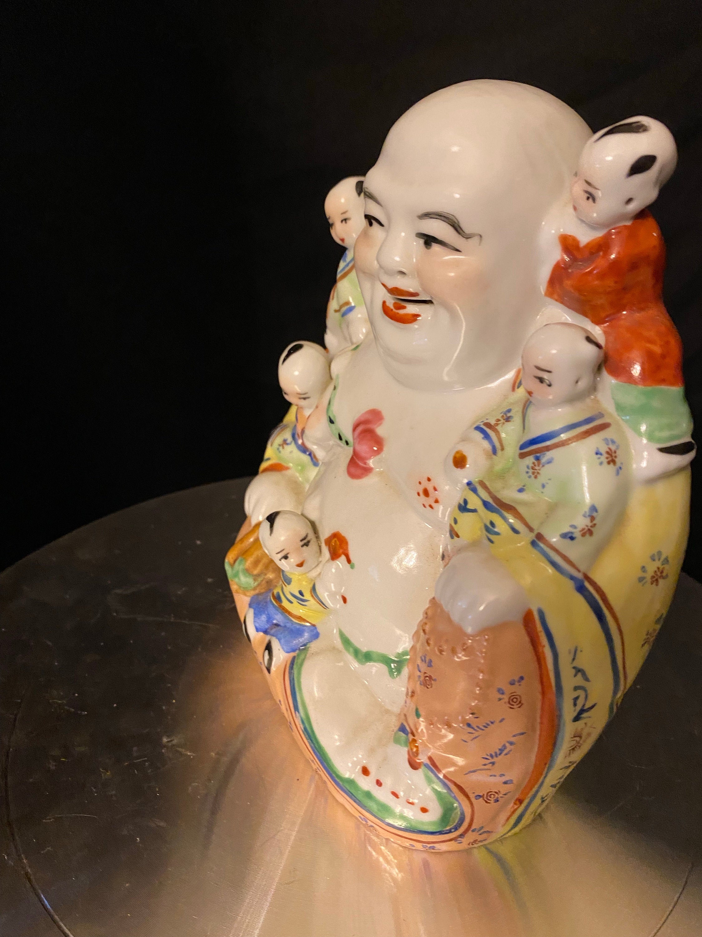 Vintage Chinese Laughing Buddha Fertility Sculpture. Chinese Famille ...