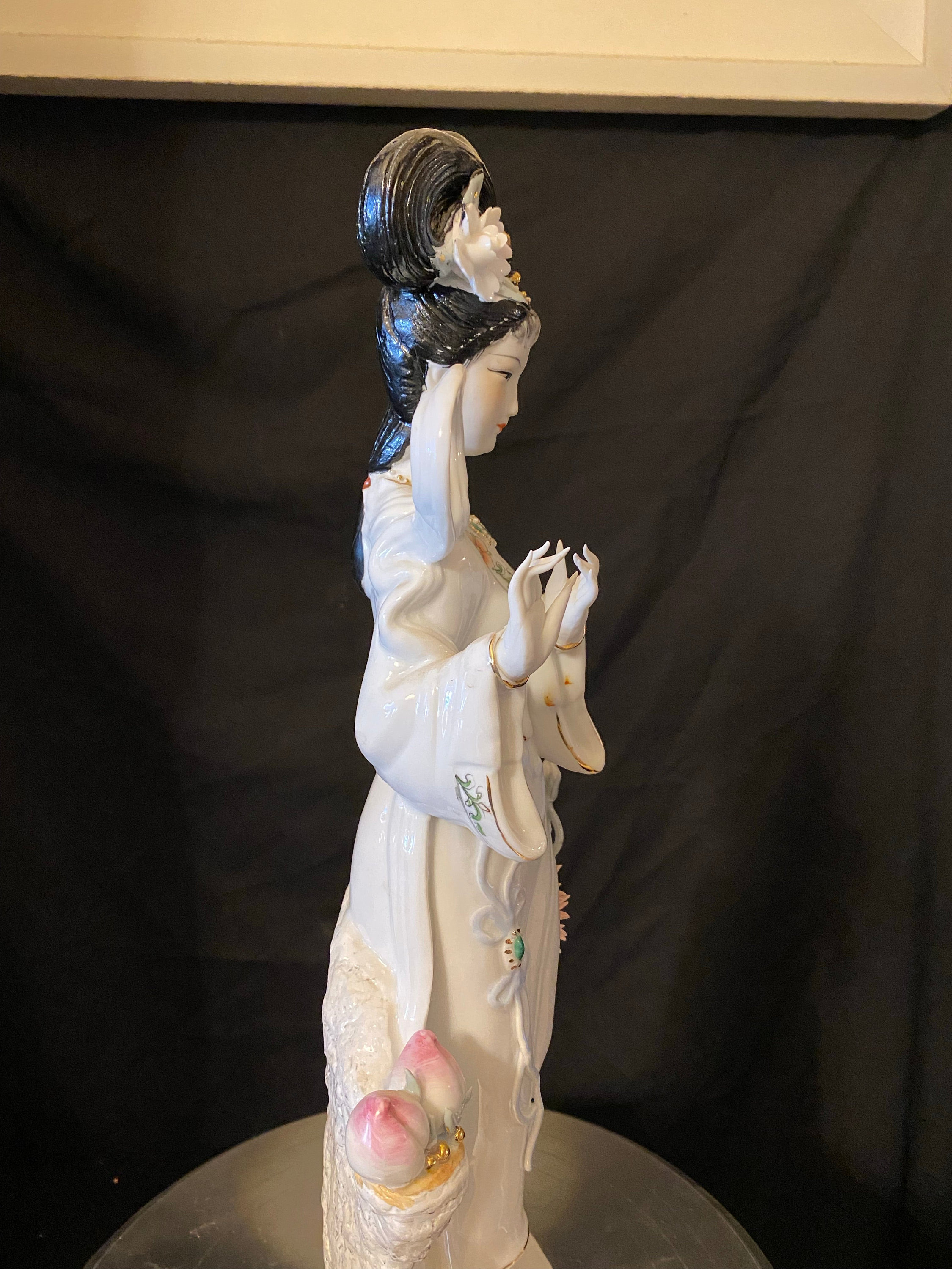 Geisha Playing Flute Porcelain Figurine Handcrafted, Hand Painted ...