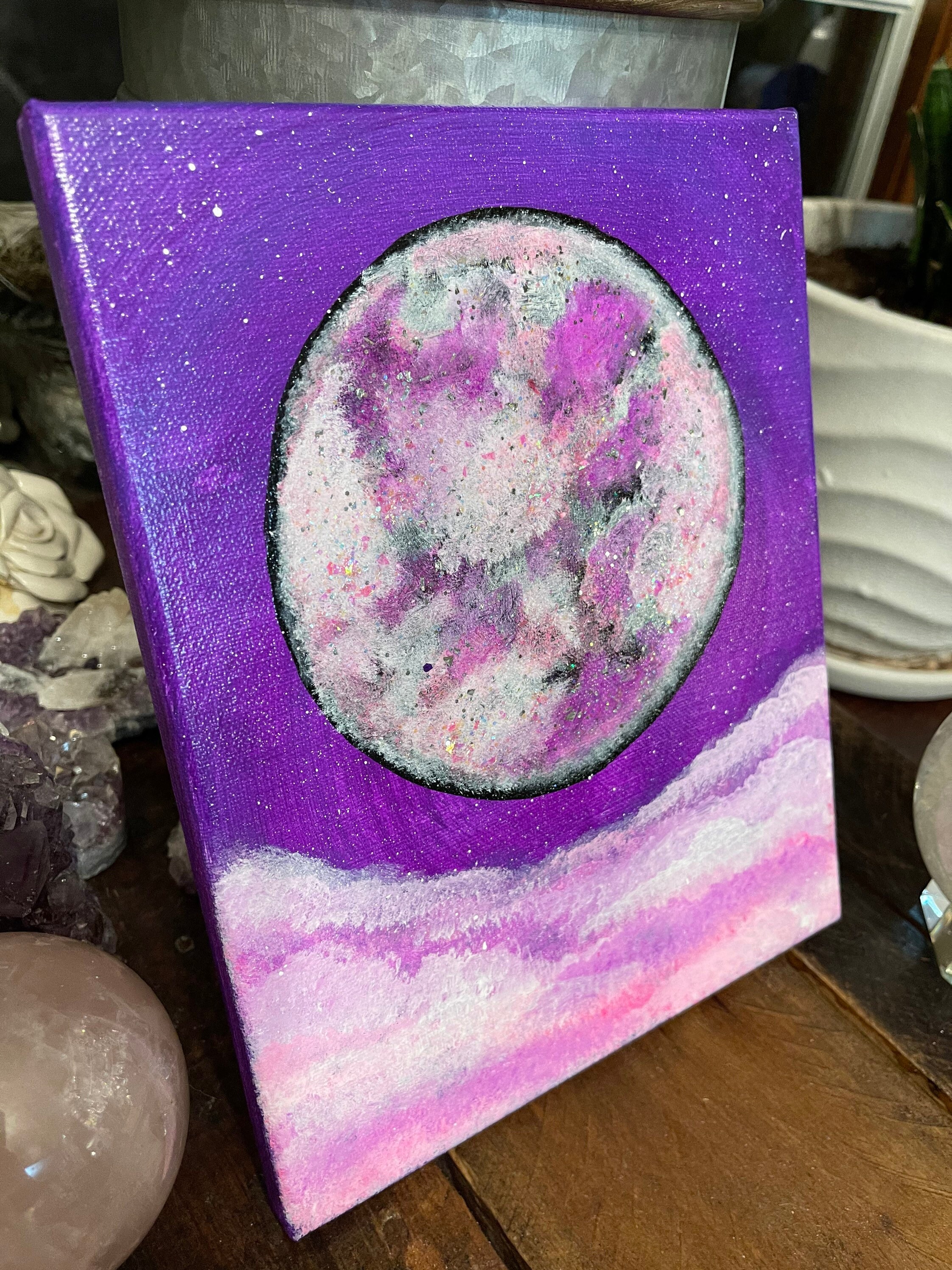 Moon Painting Canvas Art | Etsy