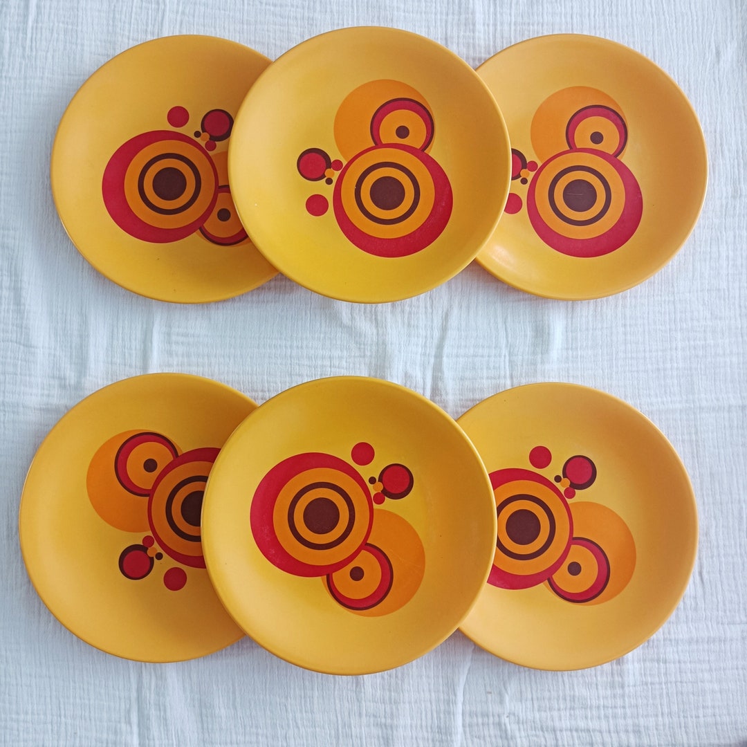 Set of 6 Retro Melstar Melamine Plates Vintage - Etsy