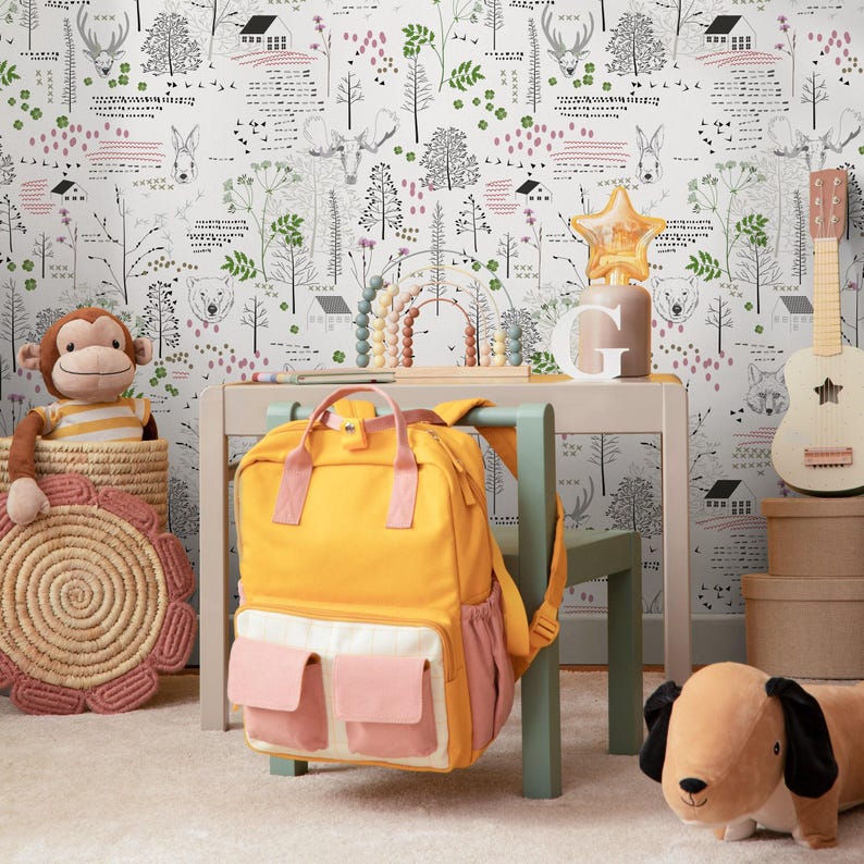 Eclectic Folk Art Wallpaper - B290 - Etsy