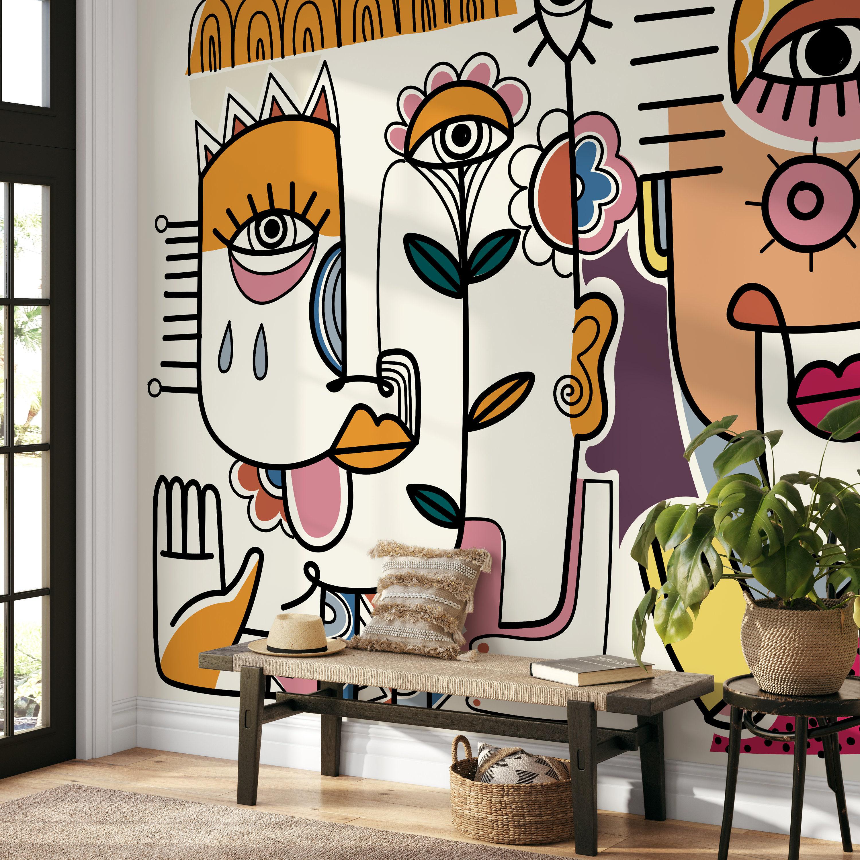 Eclectic Abstract Living Room Wallpaper - D597 - Etsy