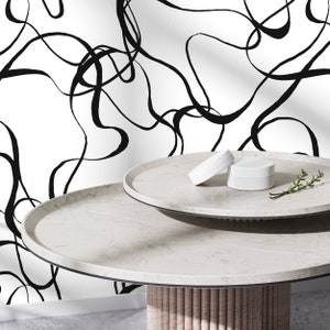 Black and White Lines Abstract Wallpaper / Peel and Stick Wallpaper ...