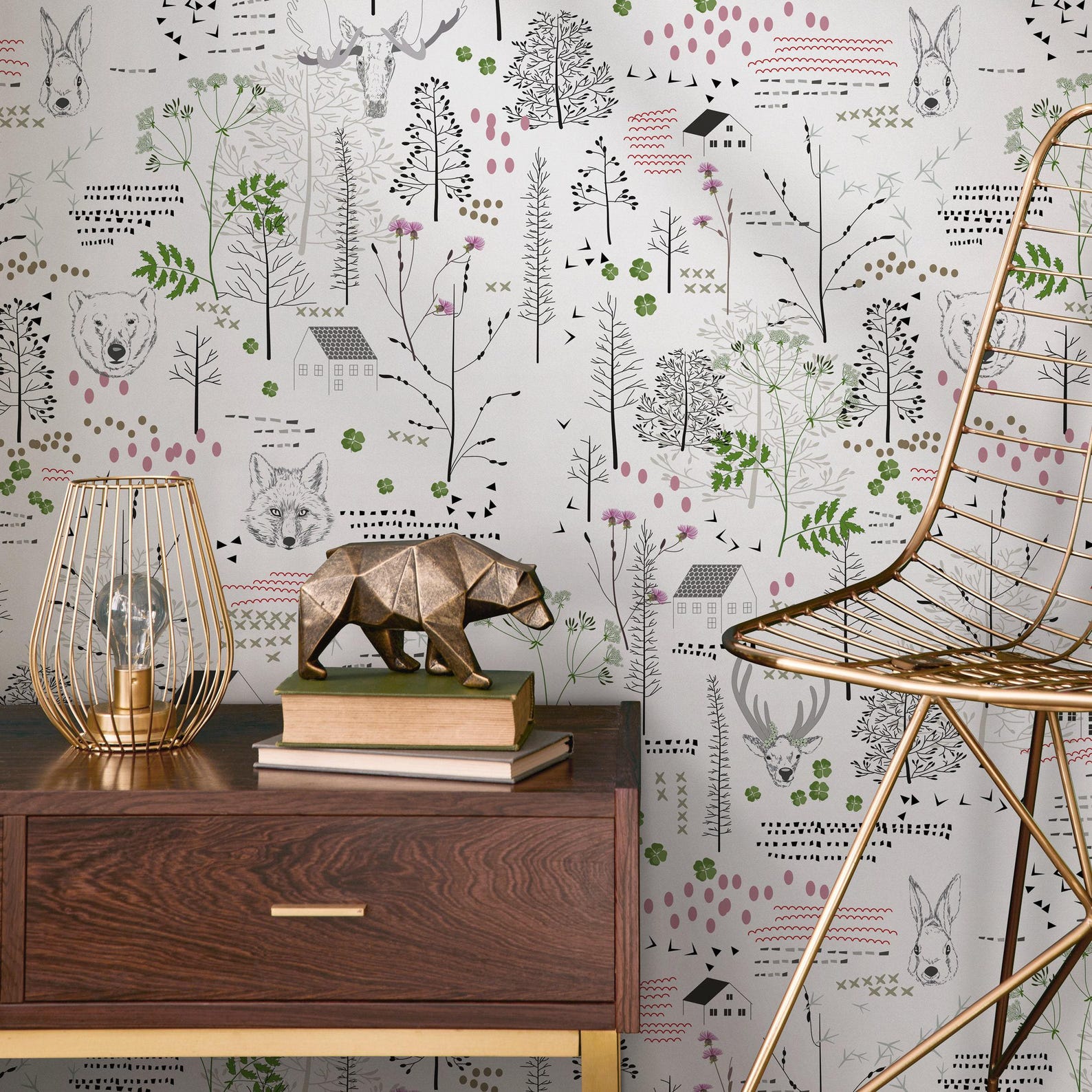 Eclectic Folk Art Wallpaper - B290 - Etsy
