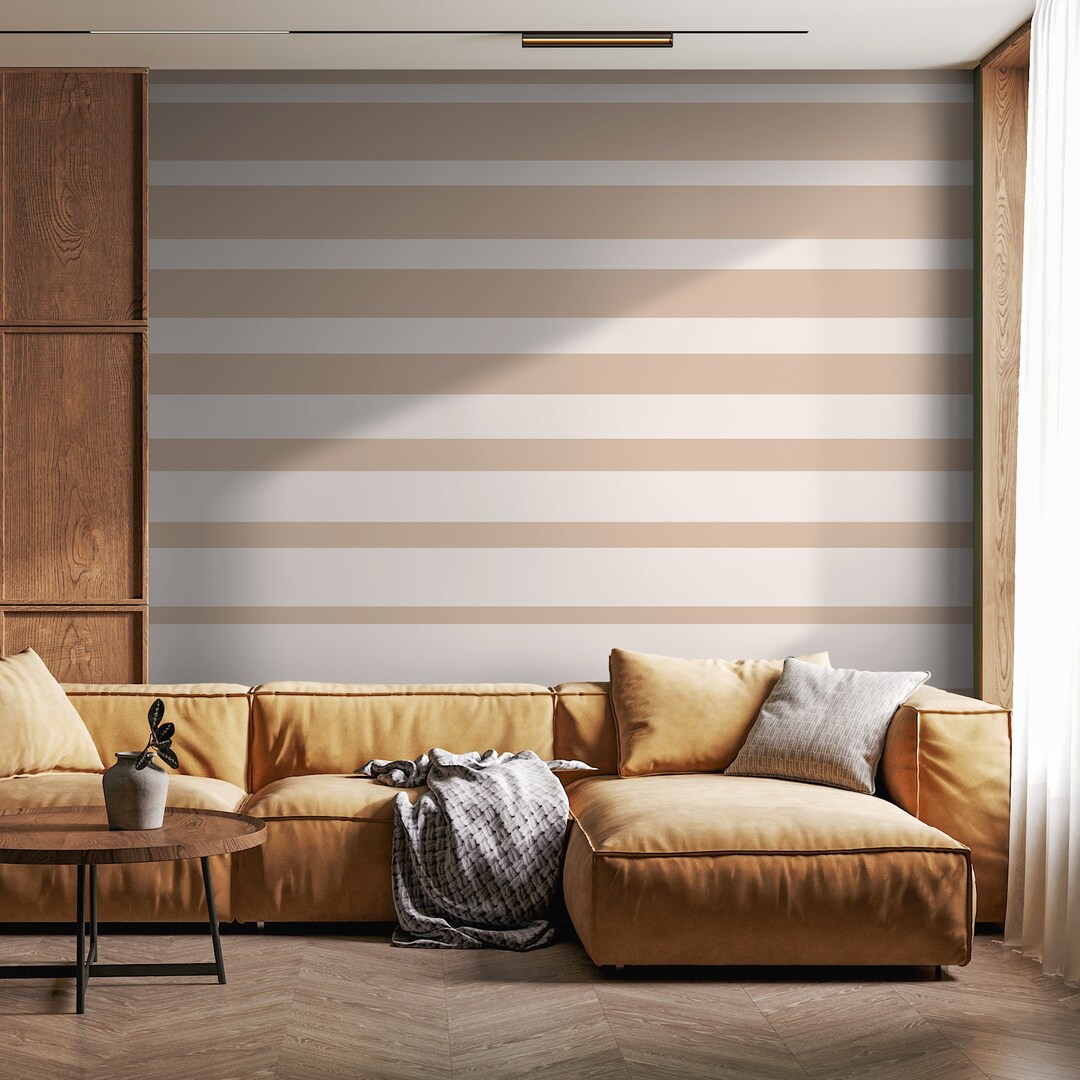 Neutral Striped Wallpaper Modern Wallpaper Peel and Stick and ...