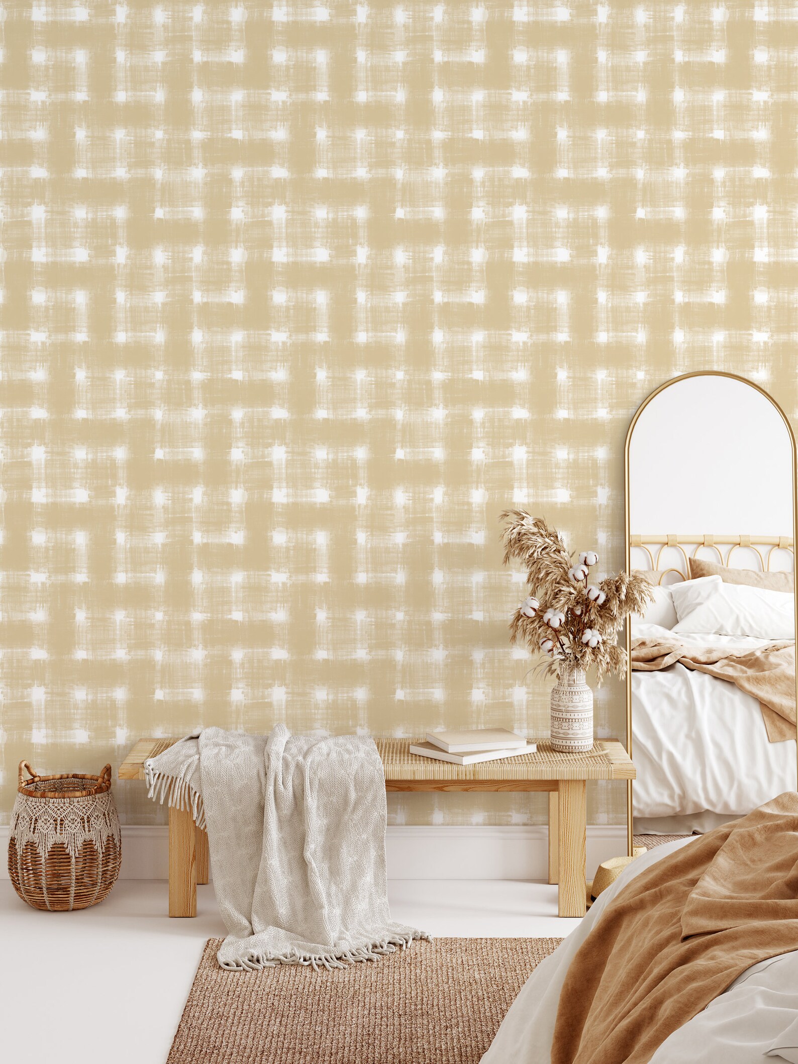 Boho Checkered Wallpaper / Peel and Stick Wallpaper Removable - Etsy