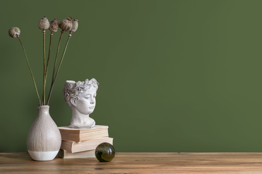 Dark Olive Wallpaper / Solid Color / Peel and Stick Wallpaper Removable ...