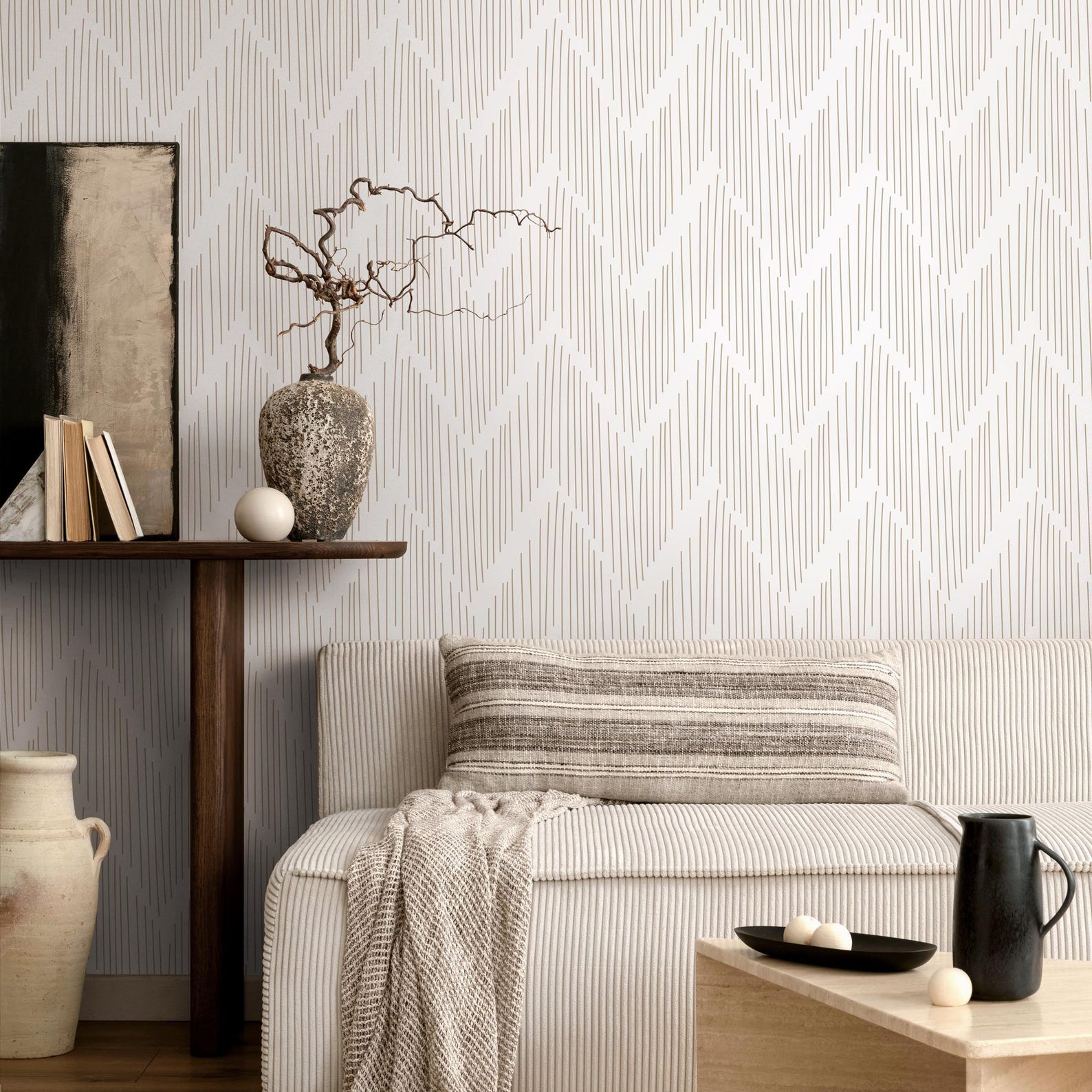 Modern Chevron Beige Off-white Wallpaper - C999 - Etsy Canada