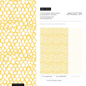 Mid-century Yellow Scallop Wallpaper - B032 - Etsy