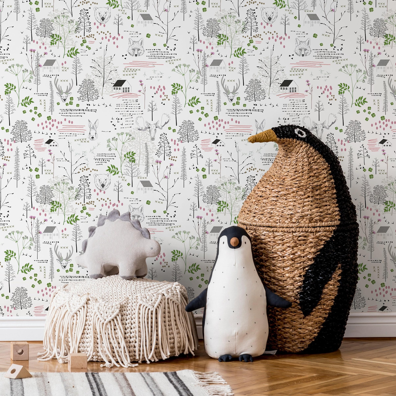 Eclectic Folk Art Wallpaper - B290 - Etsy