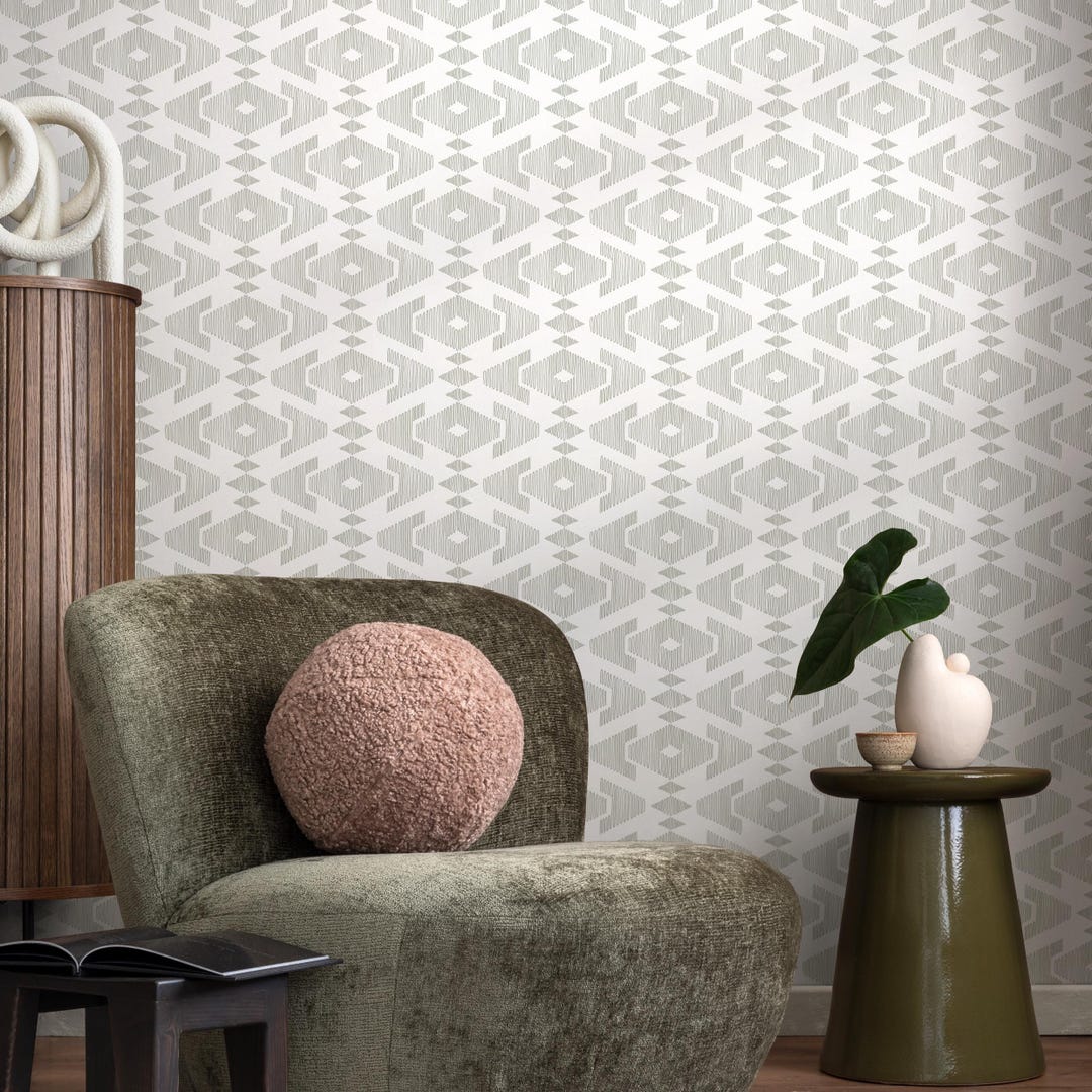 Abstract Wallpaper With a Textured Geometric Motif in Gray and White ...