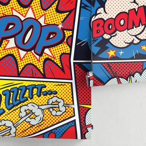 Retro Pop Art Red & Blue Wallpaper - B278 - Etsy