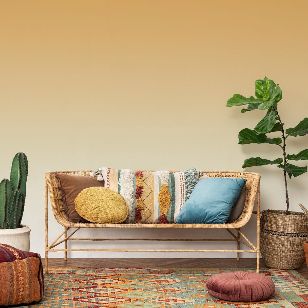 Ombre Wallpaper With a Subtle Gradient in Yellow and Ochre - E252 - Etsy